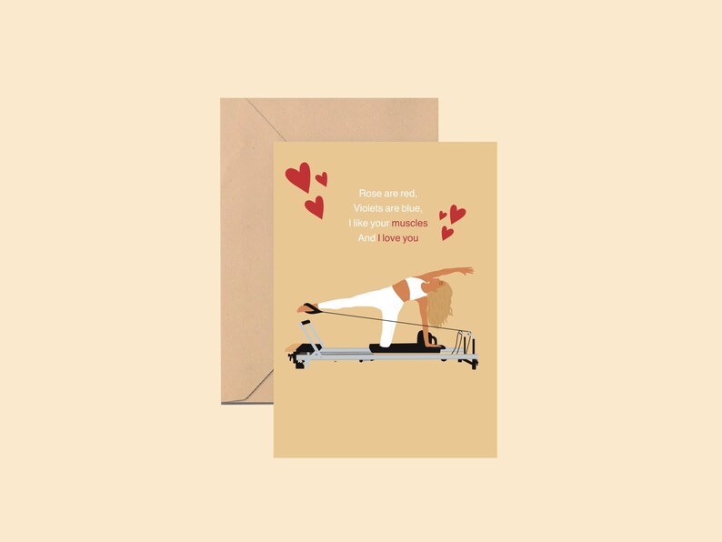 Pilates Love Greeting Card, Love Pilates, Fitness Quote, Reformer Pose ...