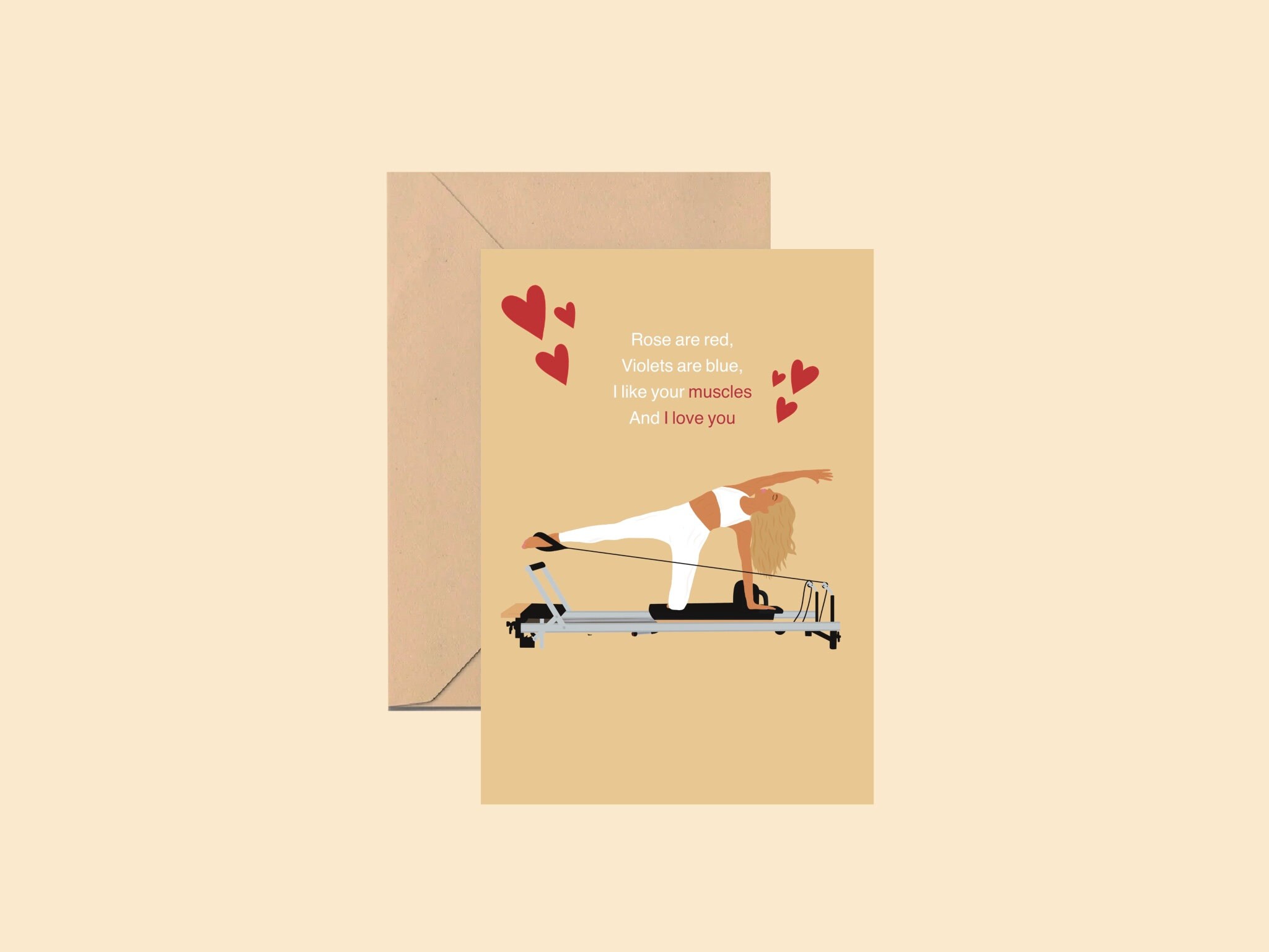 Pilates Love Greeting Card, Love Pilates, Fitness Quote, Reformer Pose ...