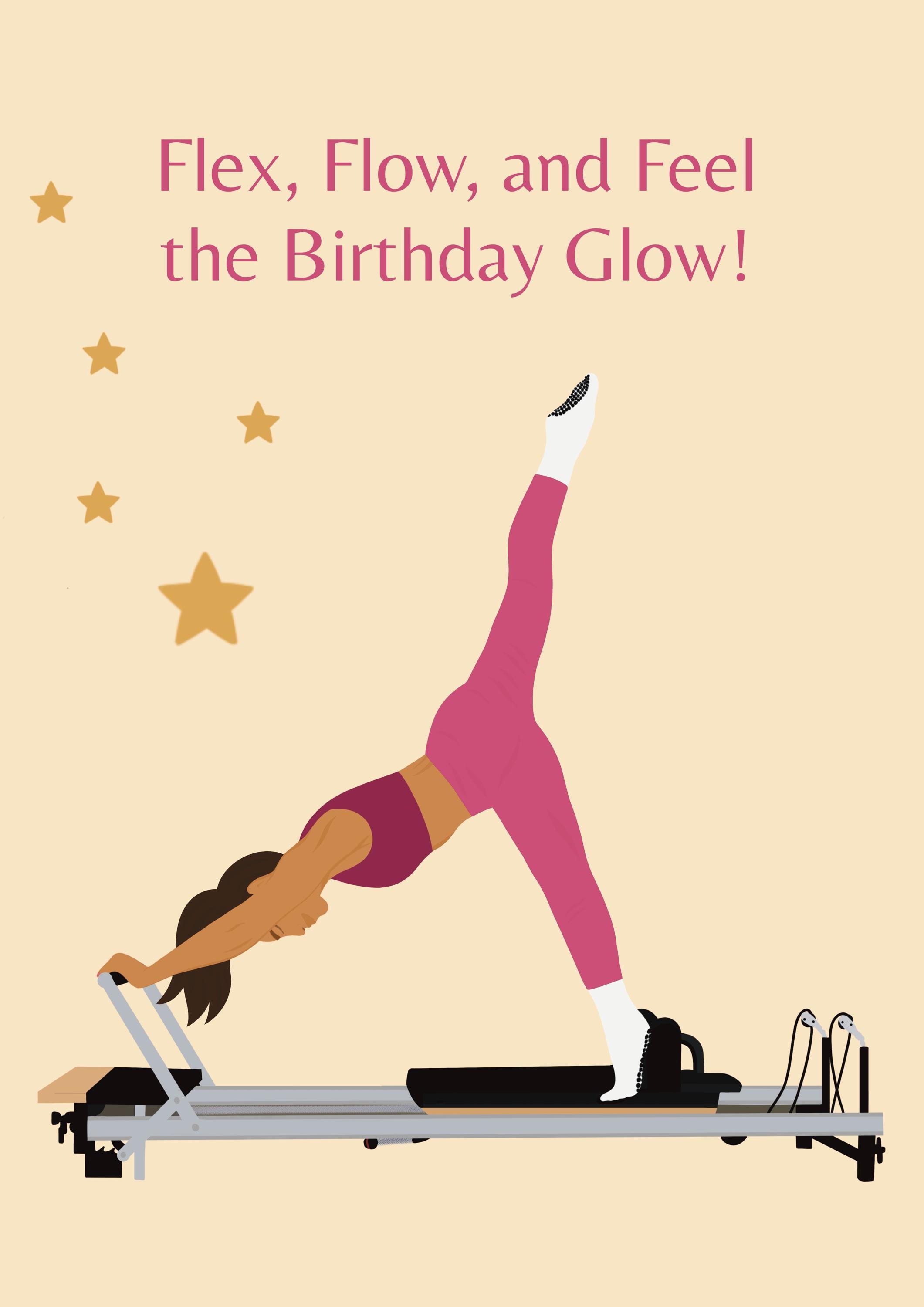 Happy Birthday Pilates Card, Pilates Pose, Personalisation Print ...