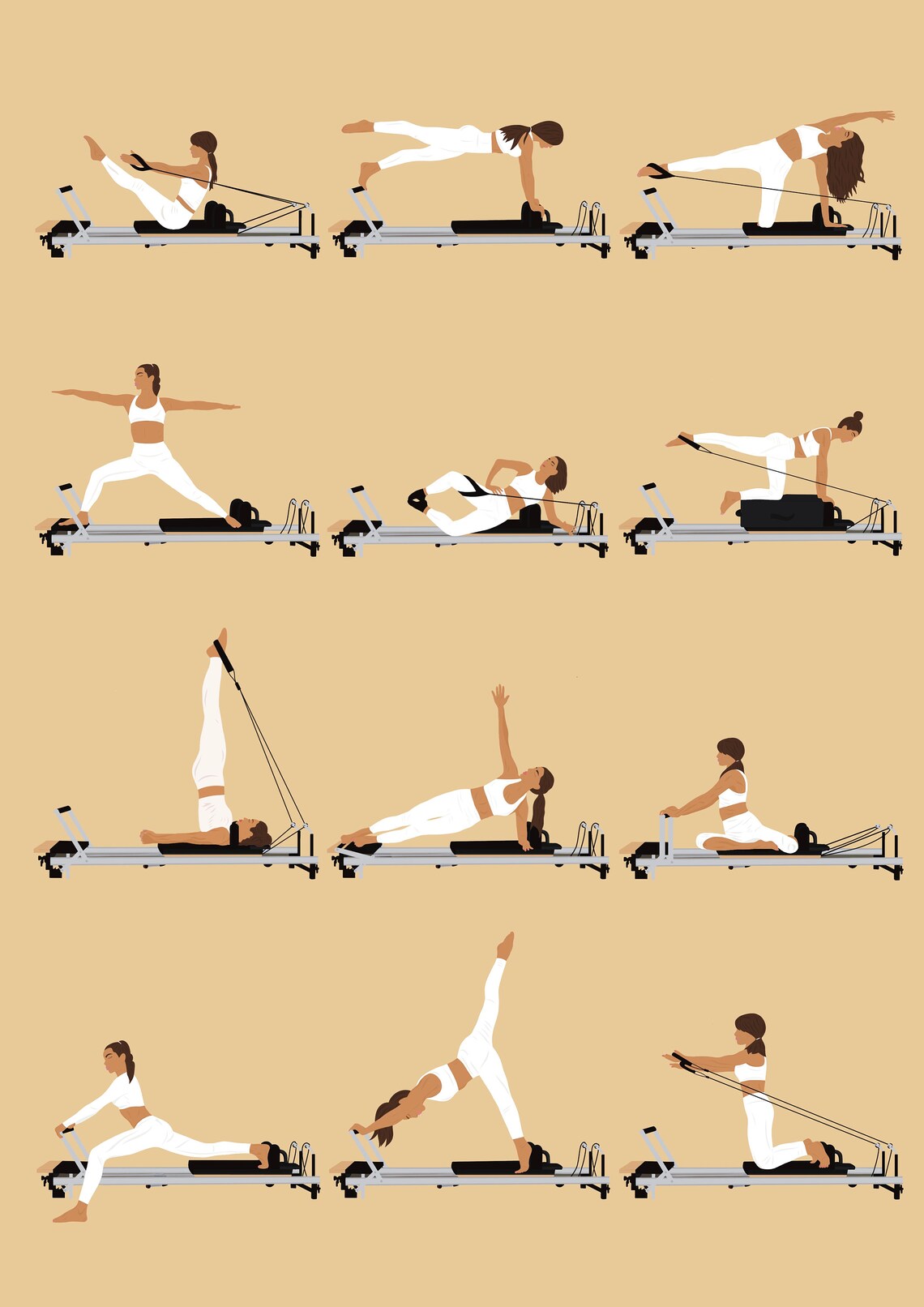 Pilates Chart, Pilates Exercises, Pilates Table, Pilates Print, Pilates ...