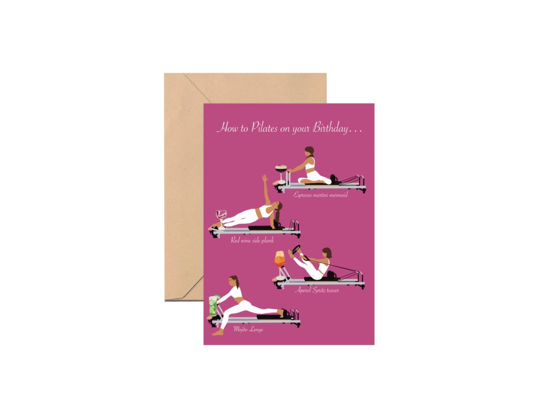 Happy Birthday Pilates Card, Pilates Pose, Personalisation Print ...