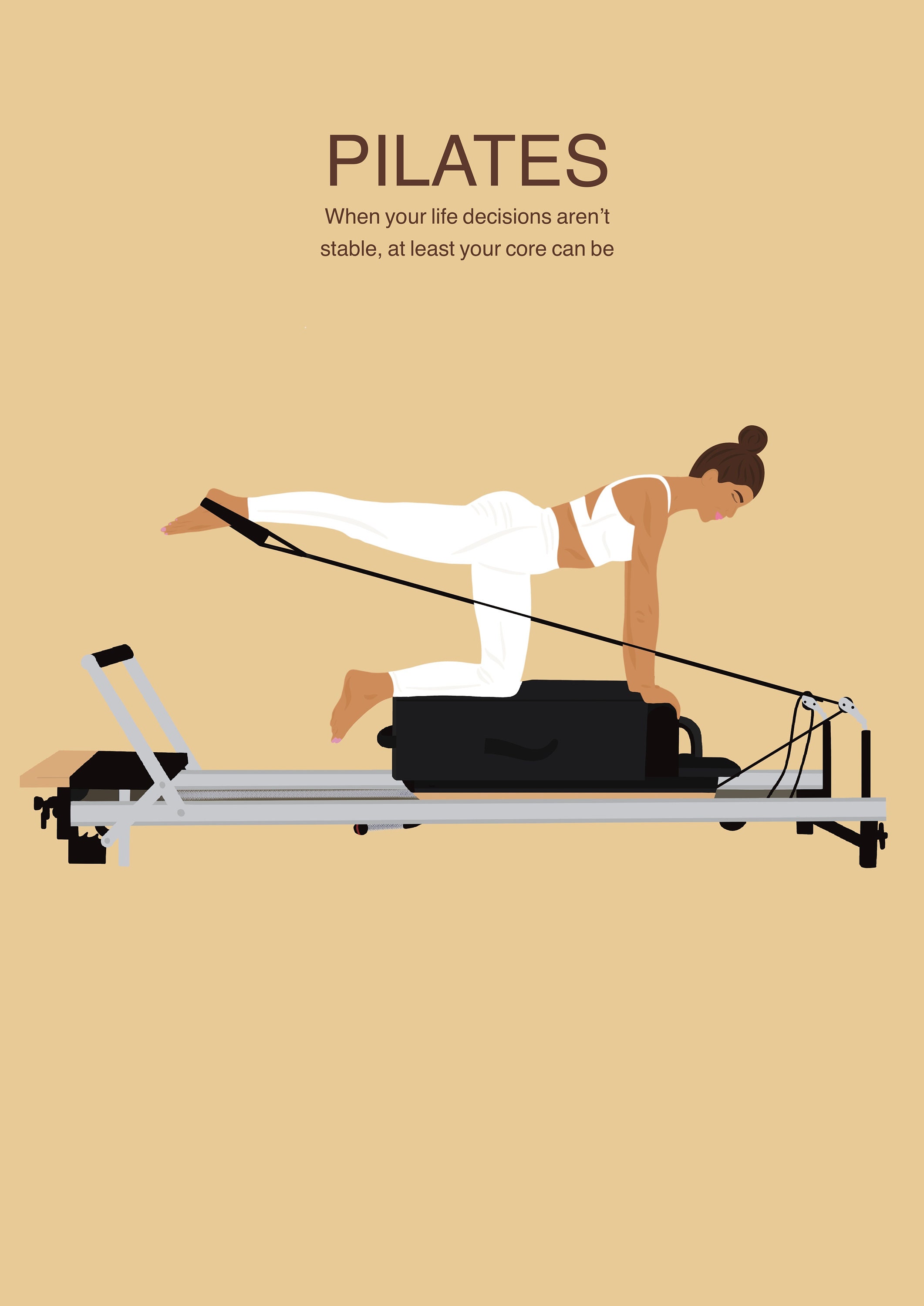Pilates, Funny, Stability Card, Reformer Pose, Birthday Card, Pilates ...