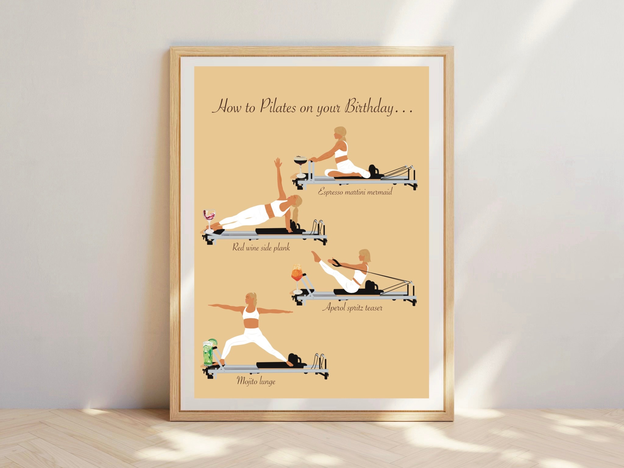 Happy Birthday Pilates Card, Pilates Pose, Personalisation Print ...