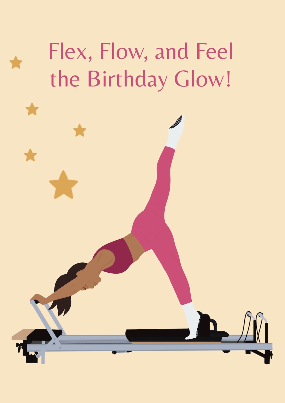 Happy Birthday Pilates Card, Pilates Pose, Personalisation Print ...