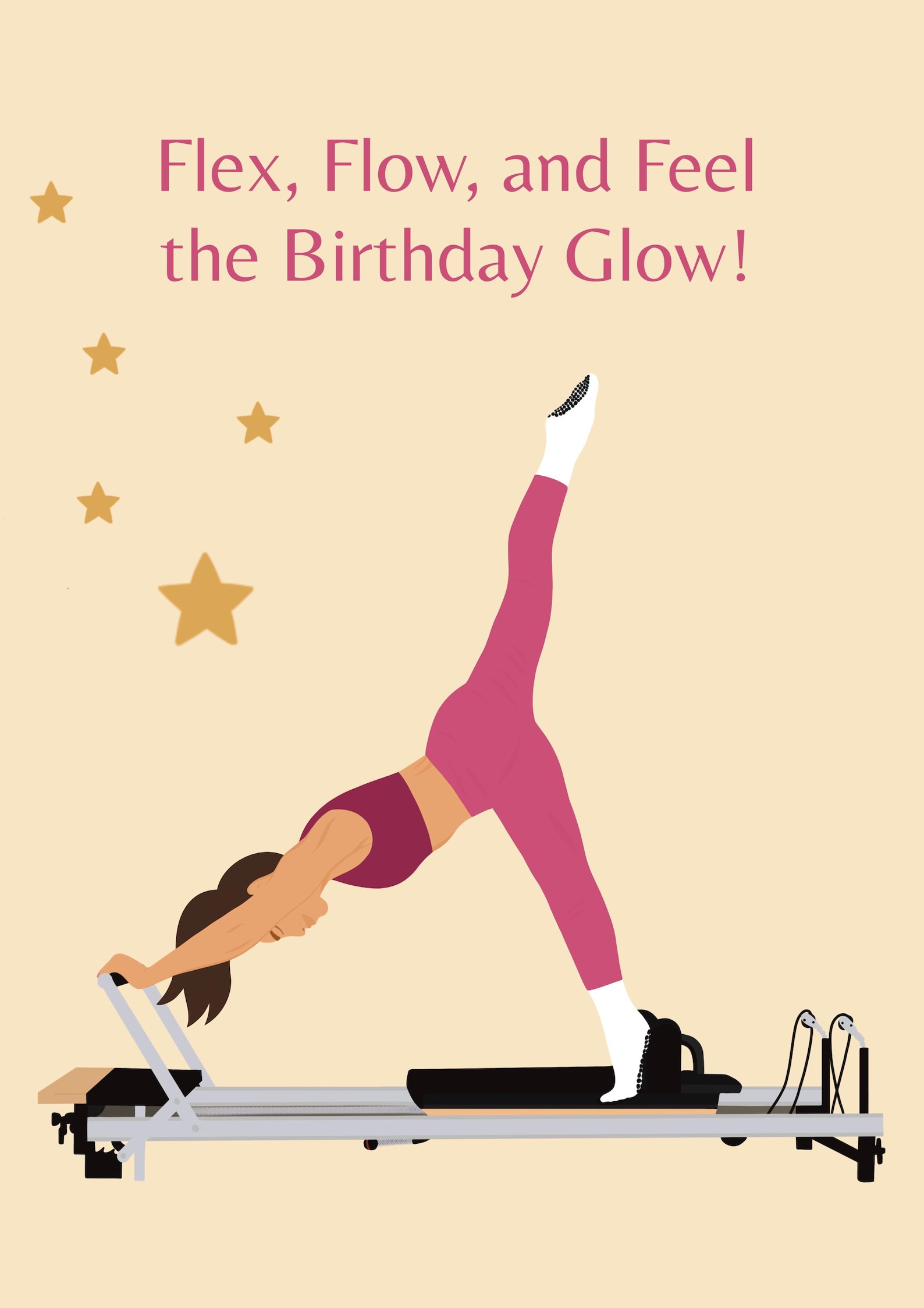 Happy Birthday Pilates Card, Pilates Pose, Personalisation Print ...