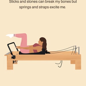 Pilates Sticks and Stones, Greeting Card, Reformer Pose, Funny Print ...
