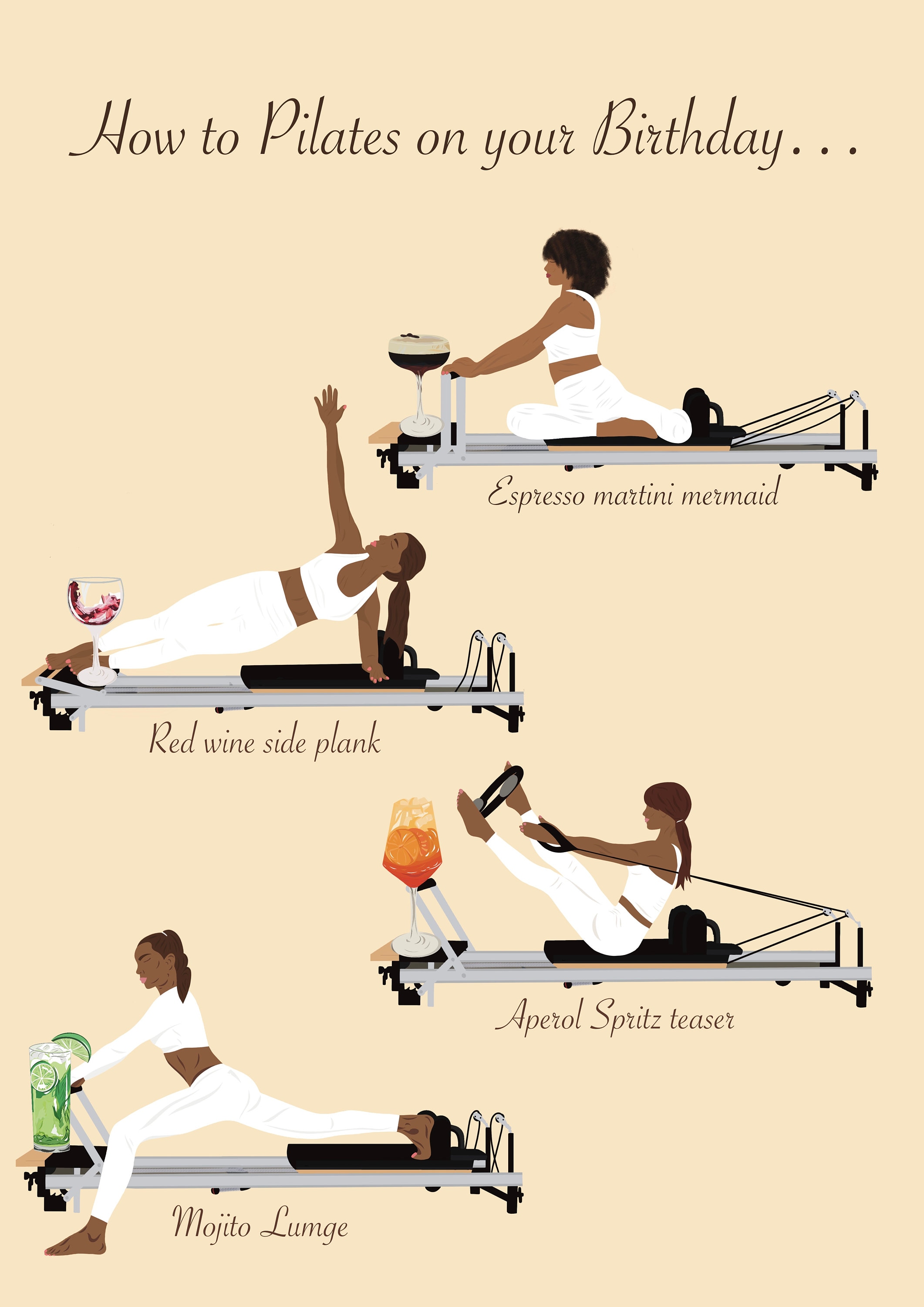 Happy Birthday Pilates Card, Pilates Pose, Personalisation Print ...