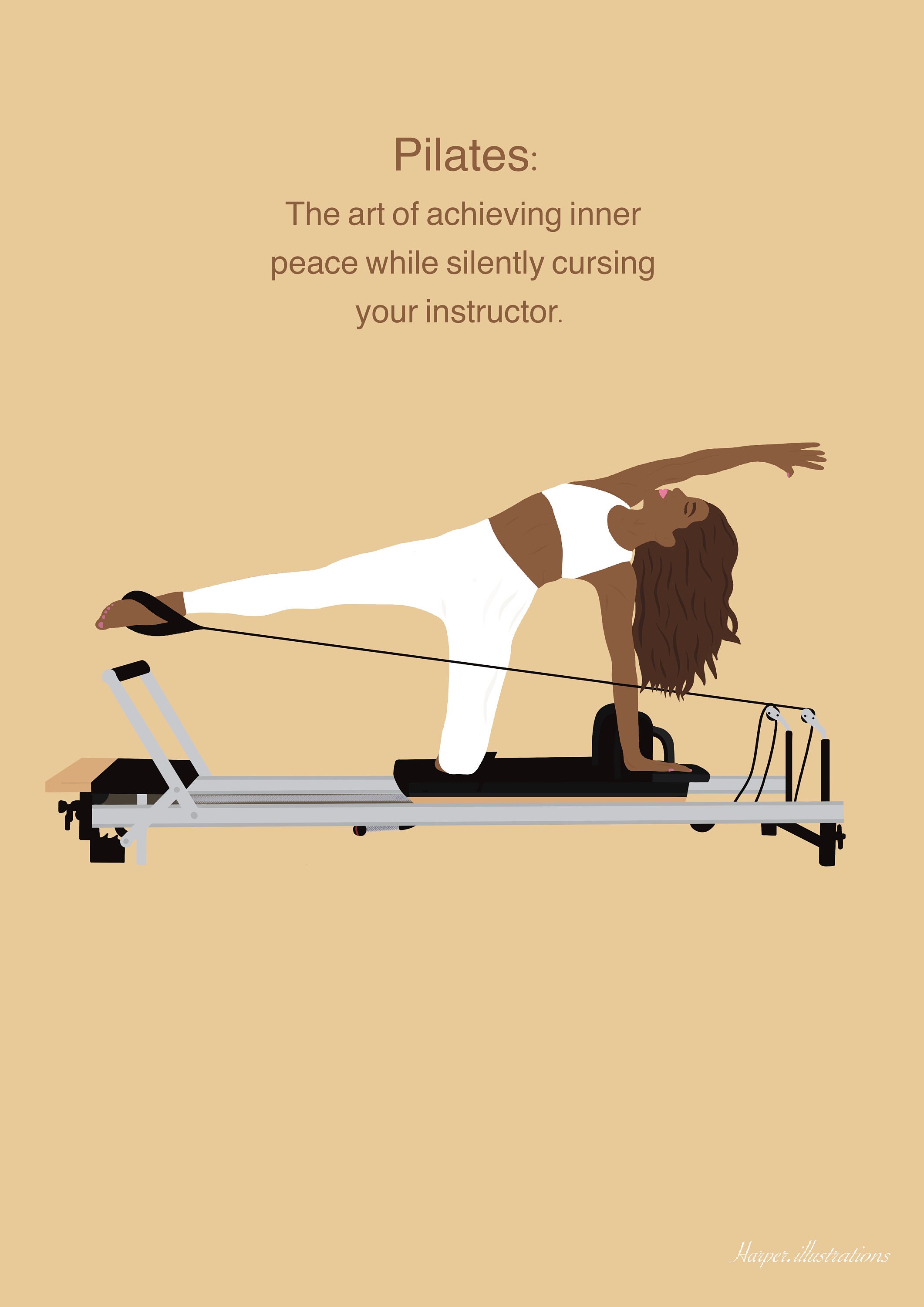 Pilates Inner Peace, Funny, Reformer Card, Reformer Pose, Birthday Card ...