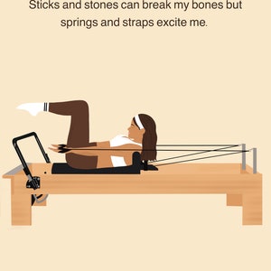 Pilates Sticks and Stones, Greeting Card, Reformer Pose, Funny Print ...