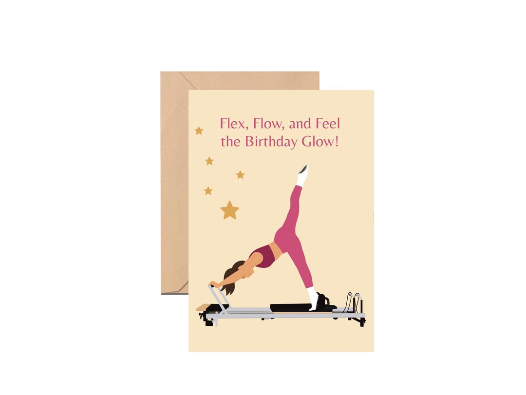 Happy Birthday Pilates Card, Pilates Pose, Personalisation Print ...
