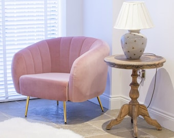 Pink velvet club chair store