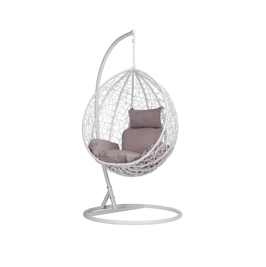 Modern White Rattan Cocoon Swing Weave Patio Garden Hanging Egg Chair ...