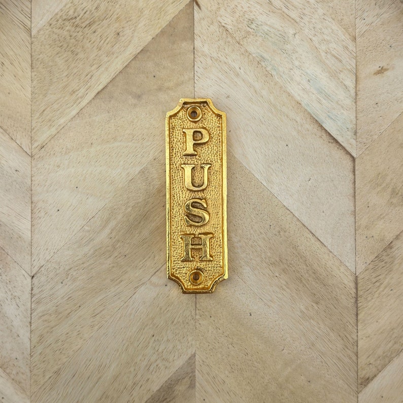 Vintage Victorian English Style Brass Effect PUSH & PULL Door Sign ...