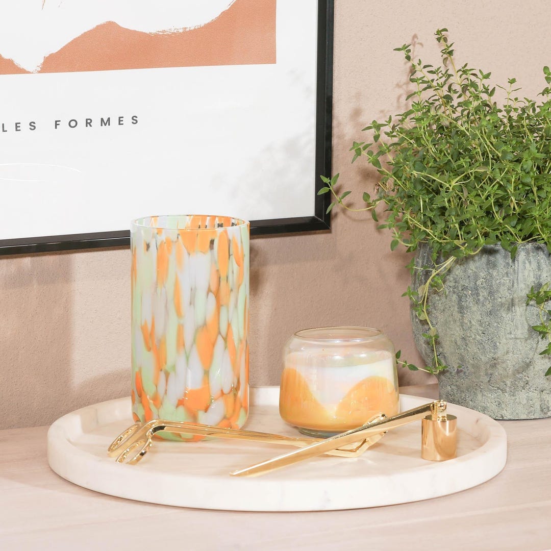 Round Natural White Marble Tray Plate Home Decor - Etsy