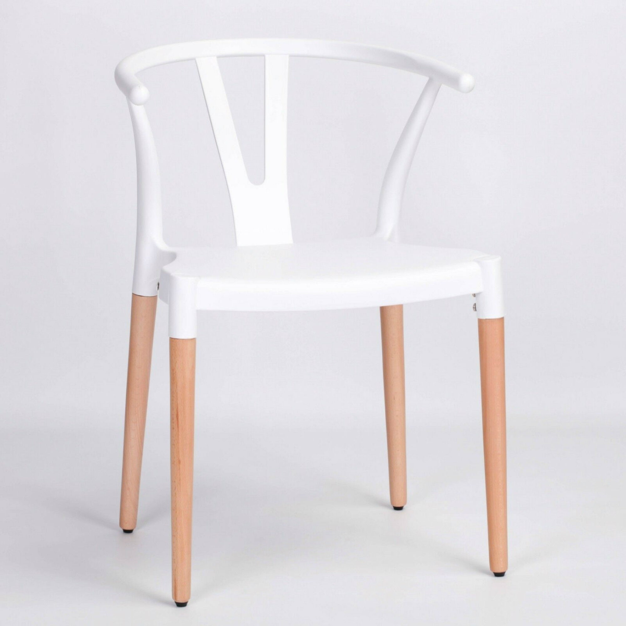 Contemporary White Wishbone Scandinavian Style Lounge Modern Plastic Dining Chair With Wooden Legs Etsy