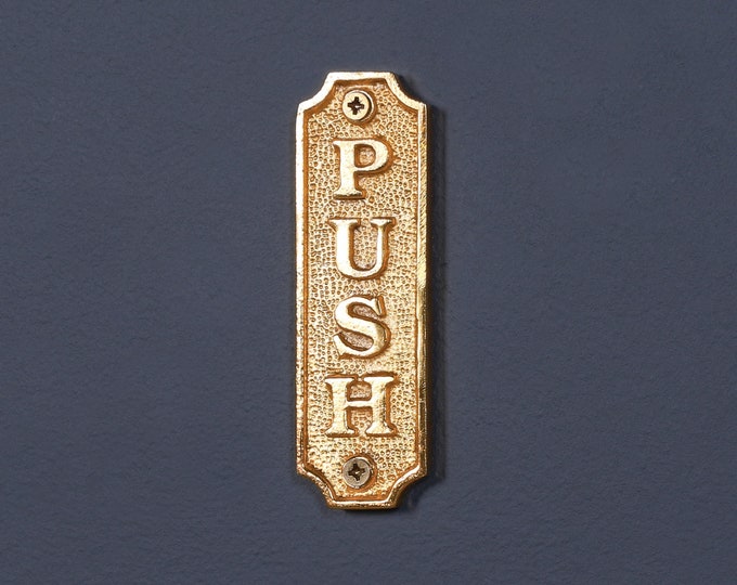 Vintage Victorian English Style Brass Effect PUSH & PULL Door Sign ...