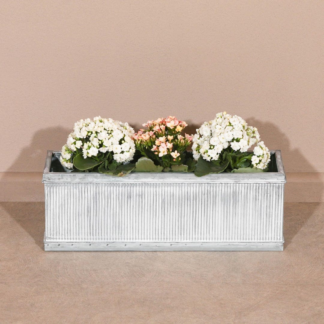 Vintage Rustic Style Galvanised Metal Tin Ribbed Window Box Planter - Etsy