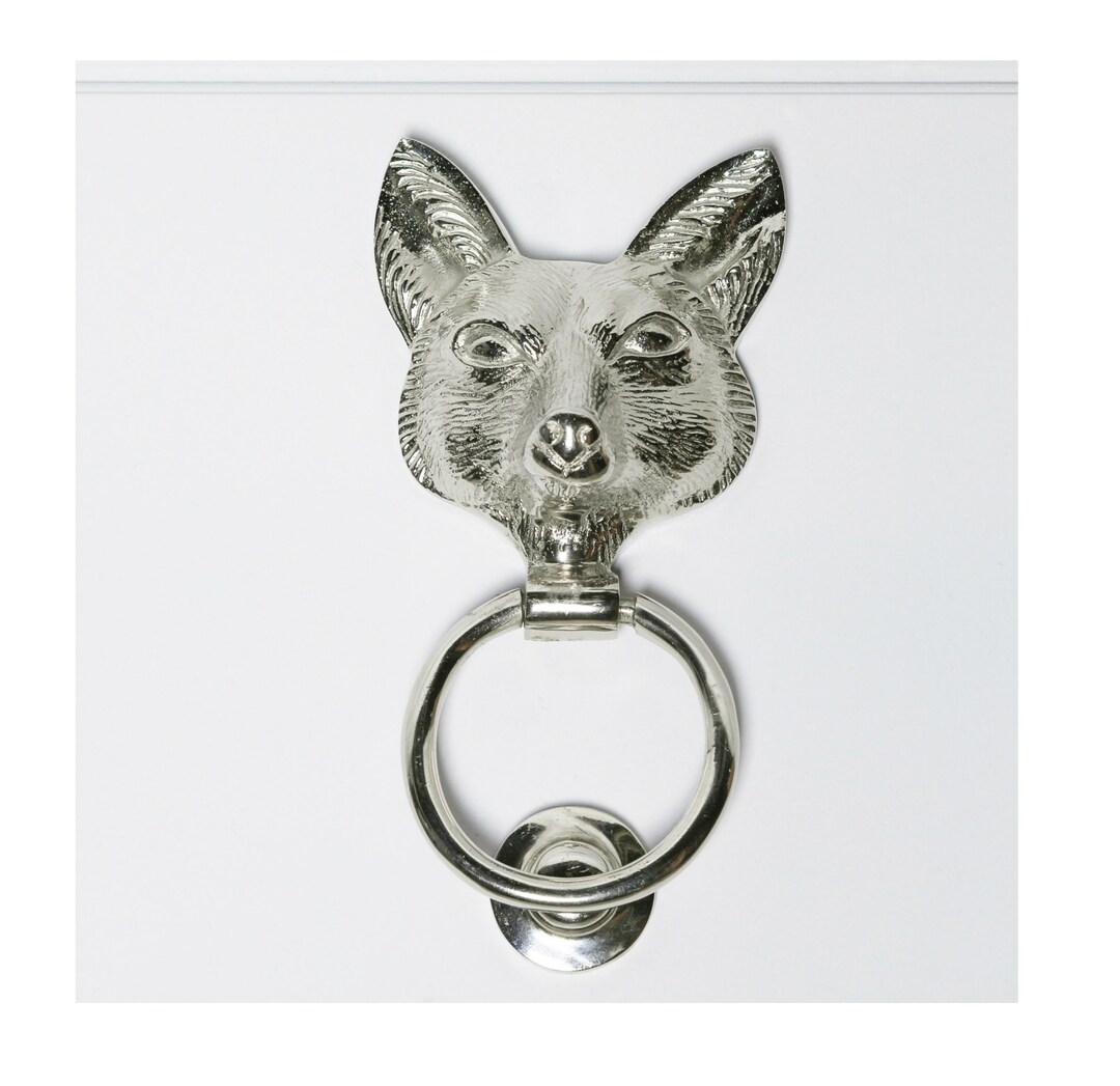 Classical Solid Brass Chrome Finish Fox Door Knocker Animal Country ...