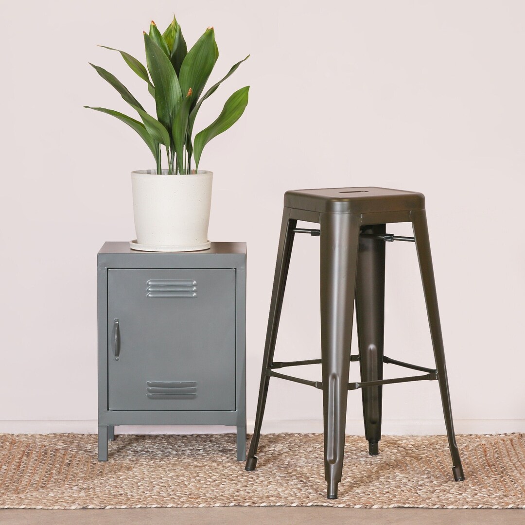 Industrial Style Steel Stackable Metal Bar Stool in Aged Zinc - Etsy