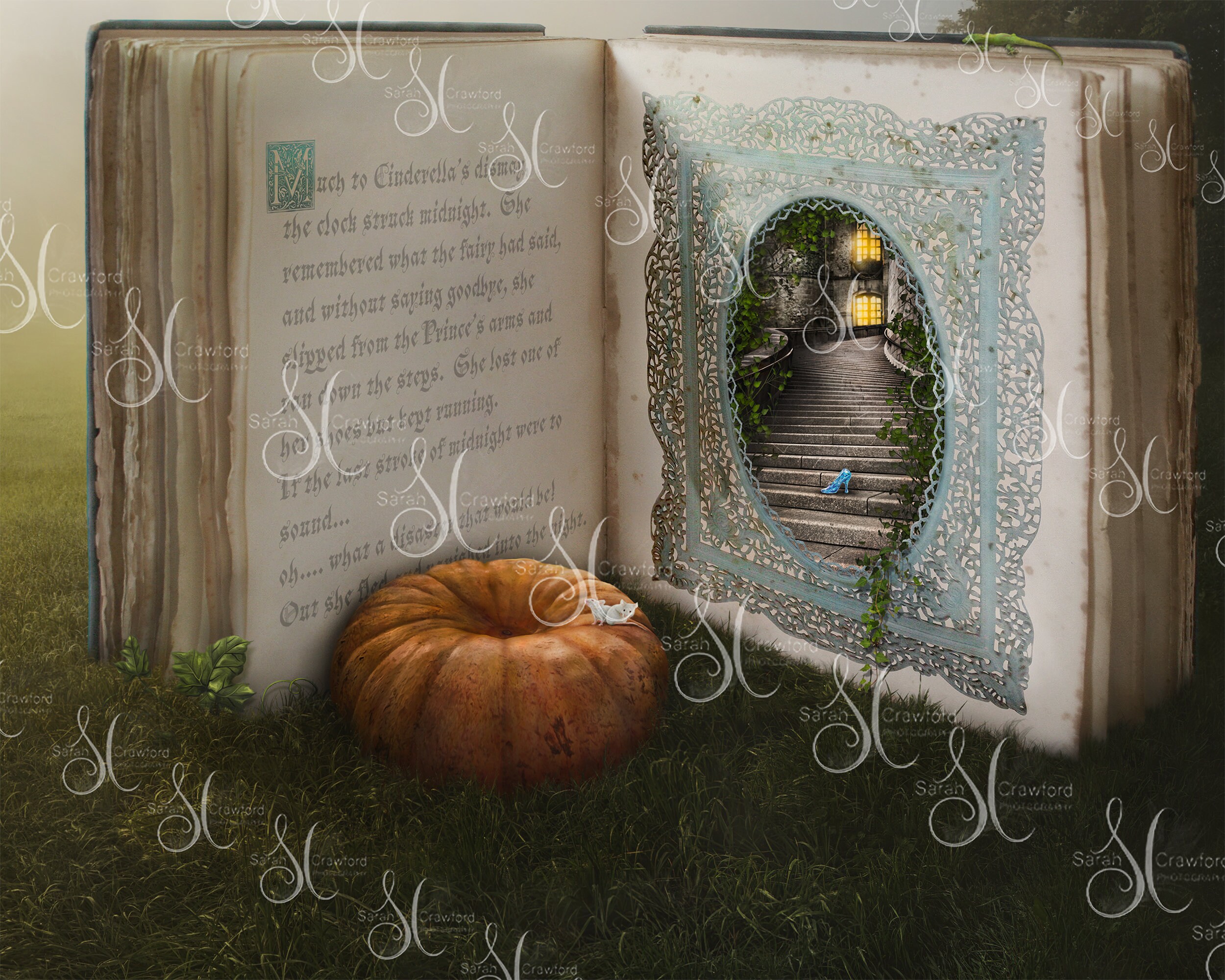 Cinderella Storybook Digital Background With Sparkly Dust and - Etsy