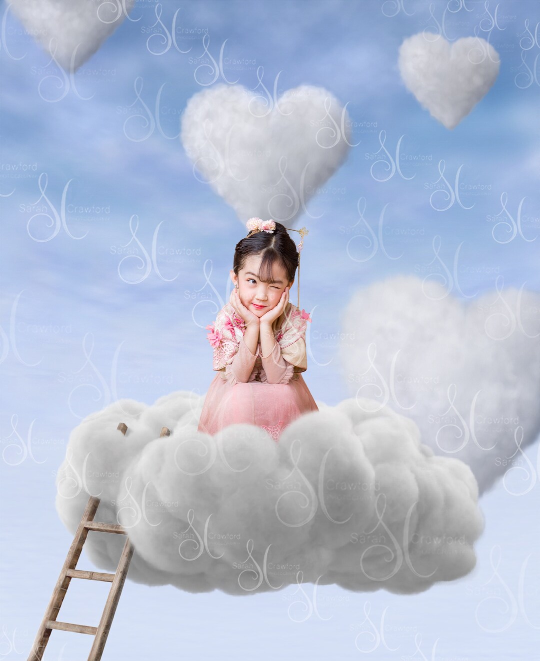 Cloud Heart Digital Background Composite With Cloud Overlay for Easy ...