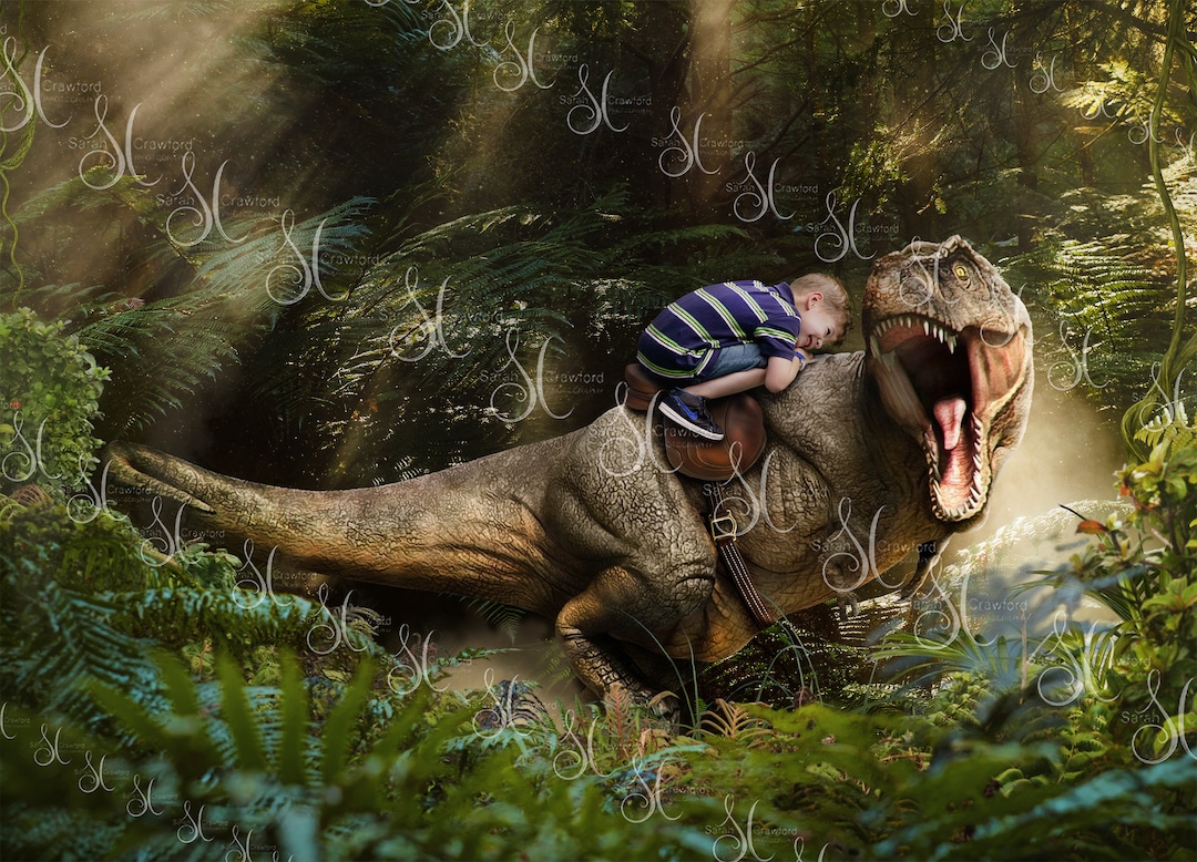 Tyrannosaurus (t-rex) Dinosaur in the Jungle Digital Composite ...