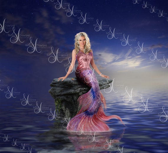 Mermaid Night Background Composite Photoshop Ocean Scene | Etsy