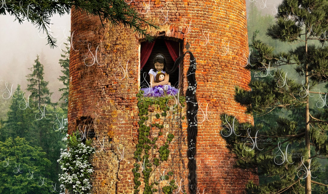 Rapunzel Tower Digital Composite Background With Window and Hair Png ...