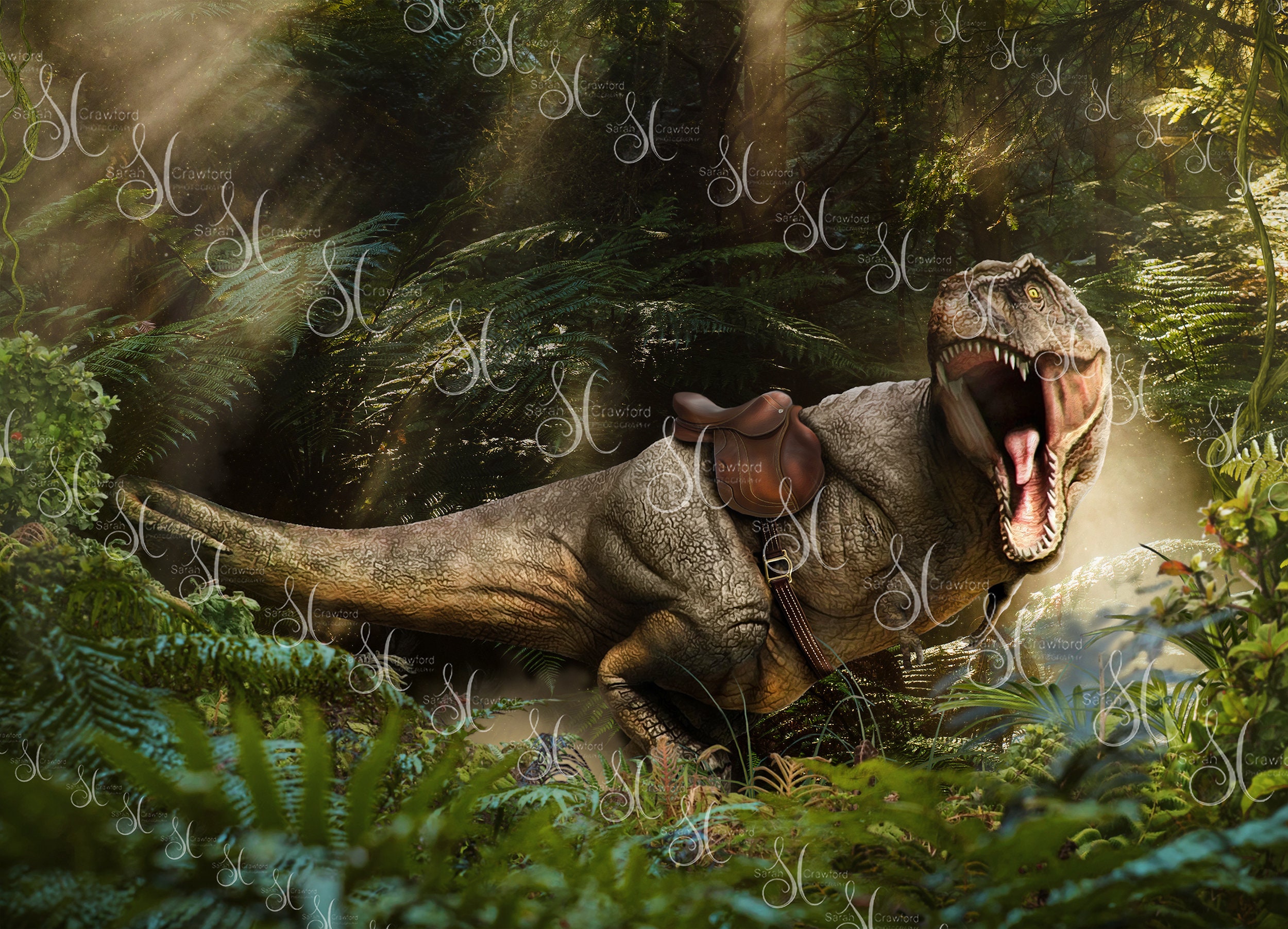 Tyrannosaurus T-rex Dinosaur in the jungle digital composite | Etsy