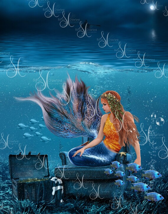 Mermaid Background Underwater Digital Composite With Mermaid | Etsy