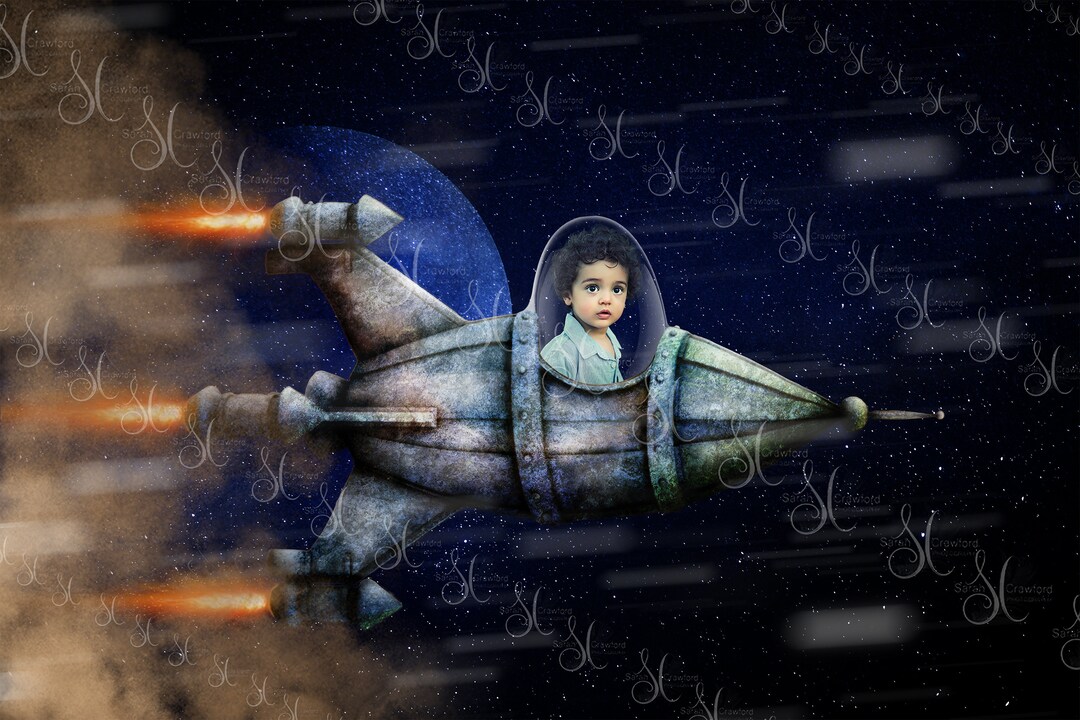 Outerspace Rocket Digital Background Composite With Rocket and Smoke ...