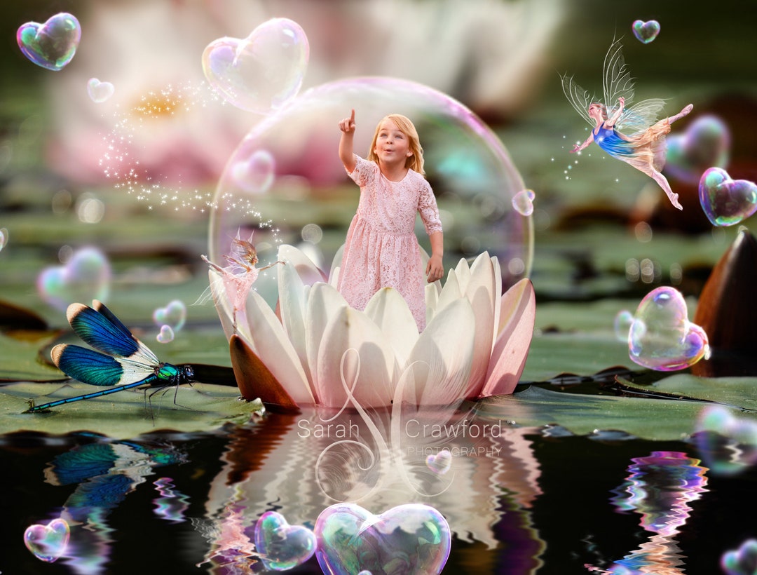 Fairy Background With Waterlily and Bubbles - Etsy