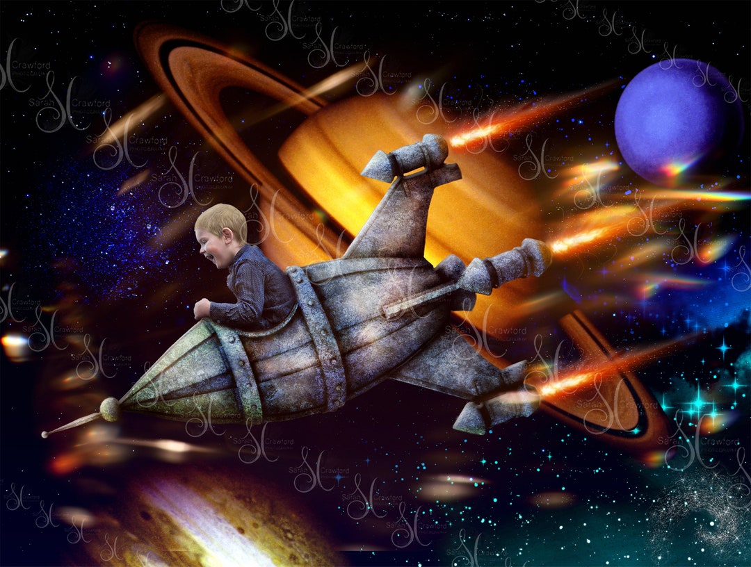 Rocket Space Planet Background With Overlays - Etsy