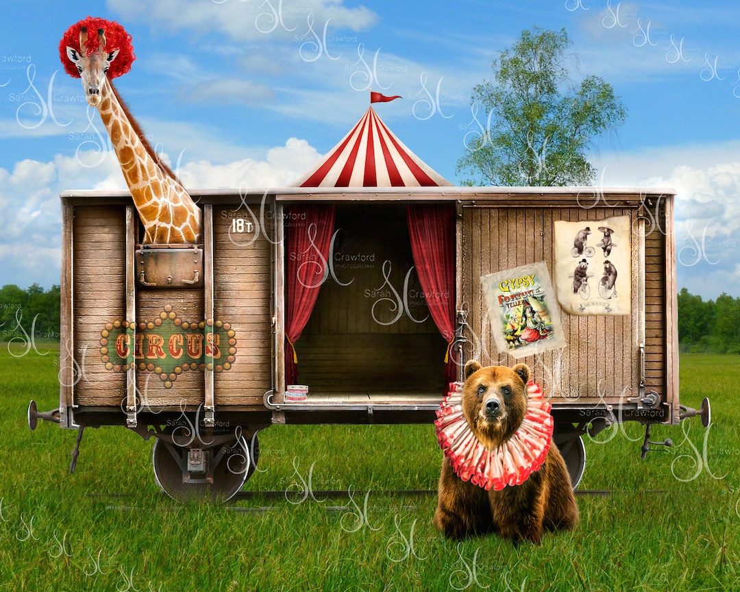 Circus Train Background Digital Composite - Etsy