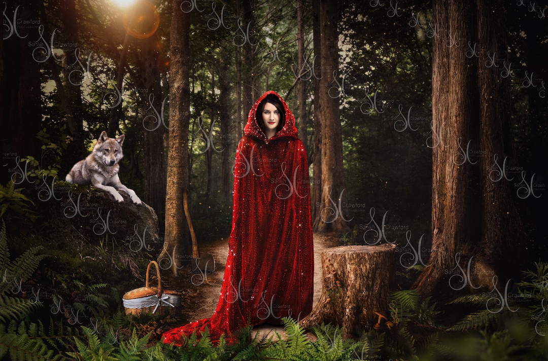 Red Riding Hood Digital Composite Background With Overlays - Etsy