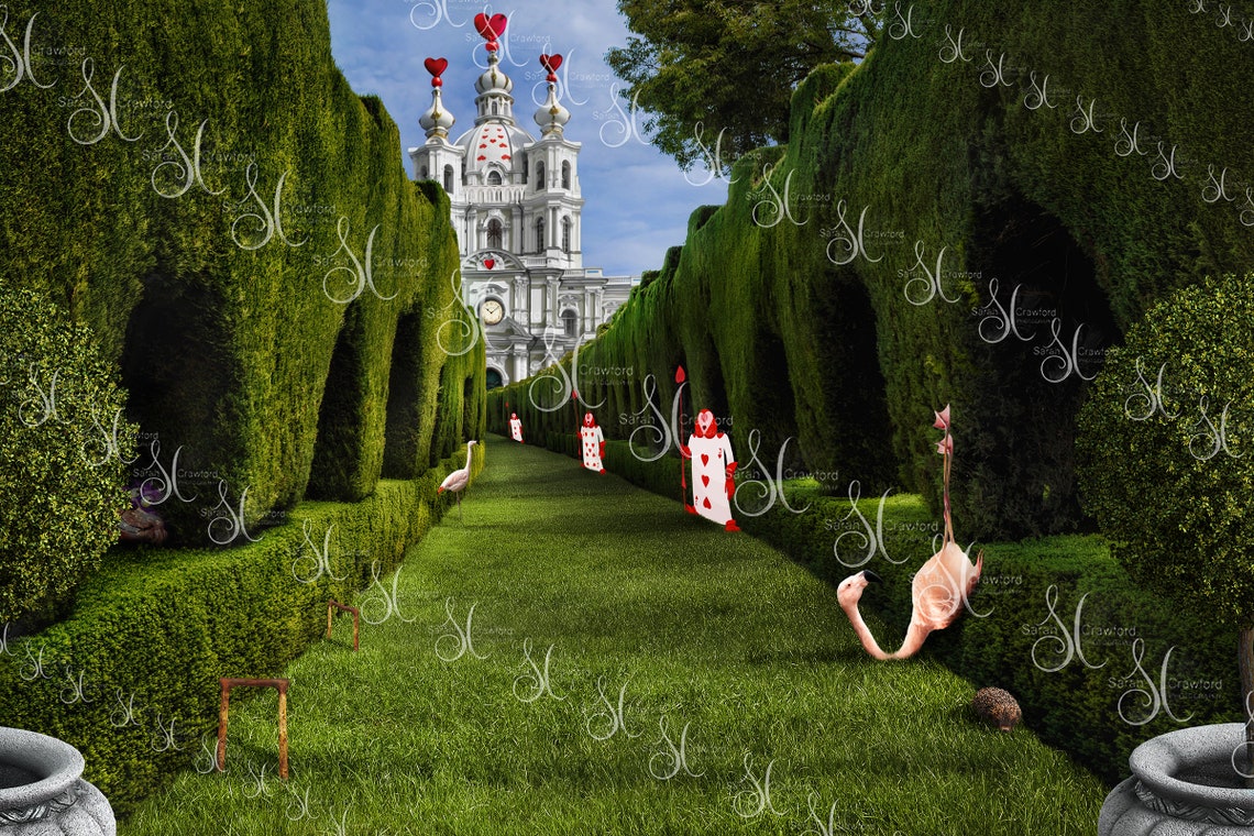 Alice in Wonderland Castle and Croquet Digital Backgrounds - Etsy
