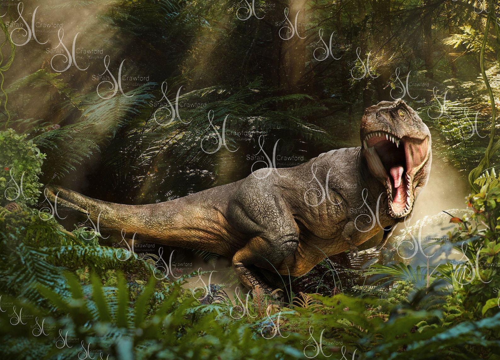 Tyrannosaurus t-rex Dinosaur in the Jungle Digital Composite - Etsy