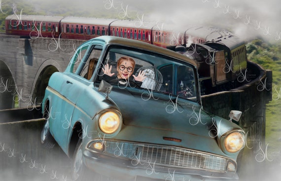 Magical flying car background with windscreen overlay for easy | Etsy