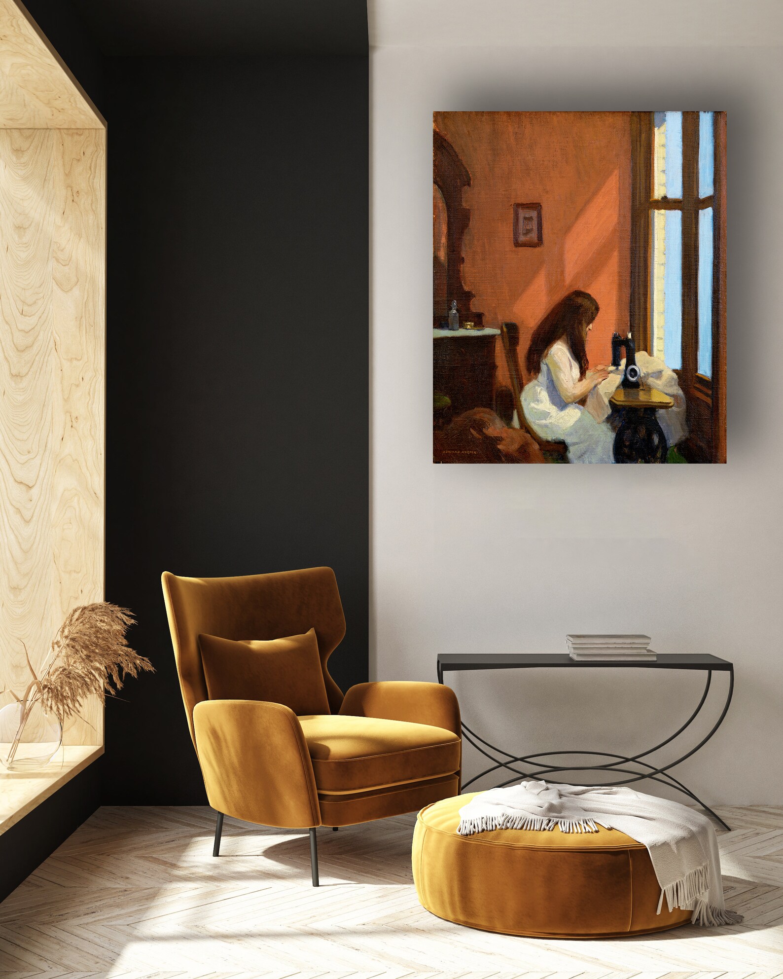 Girl at Sewing Machine by Edward Hopper Canvas Print Reproduction ...