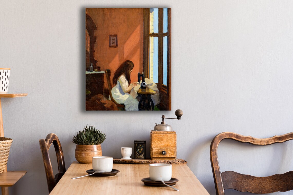Girl at Sewing Machine by Edward Hopper Canvas Print - Etsy