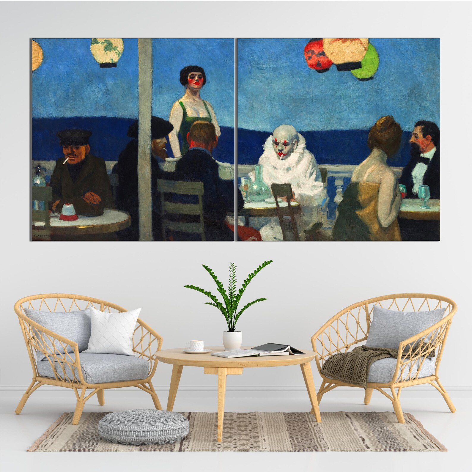 Soir Bleu by Edward Hopper Art Canvas Print Modern Living Room Wall ...