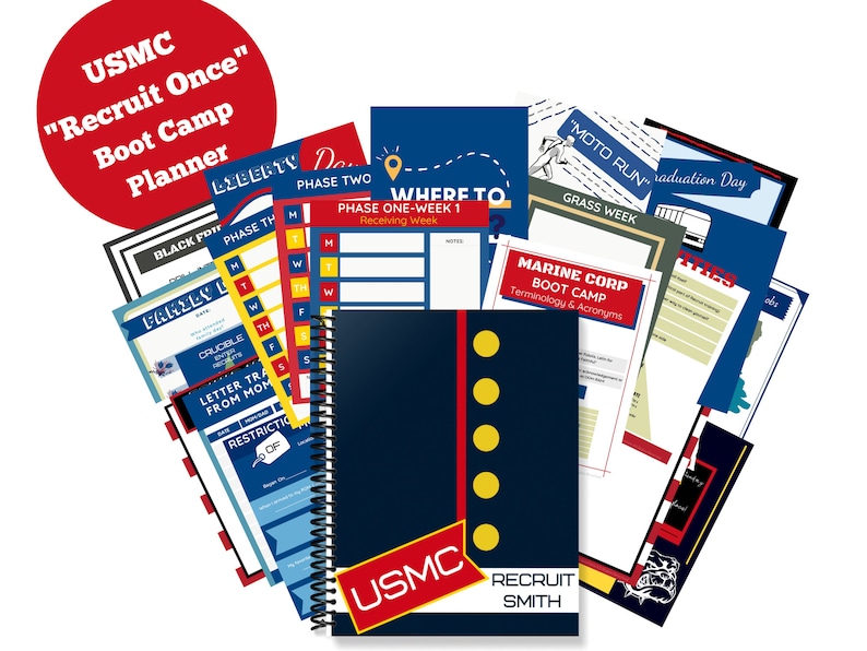 Personalized Printable Boot Camp Recruit USMC Journal, Planner, Guide ...