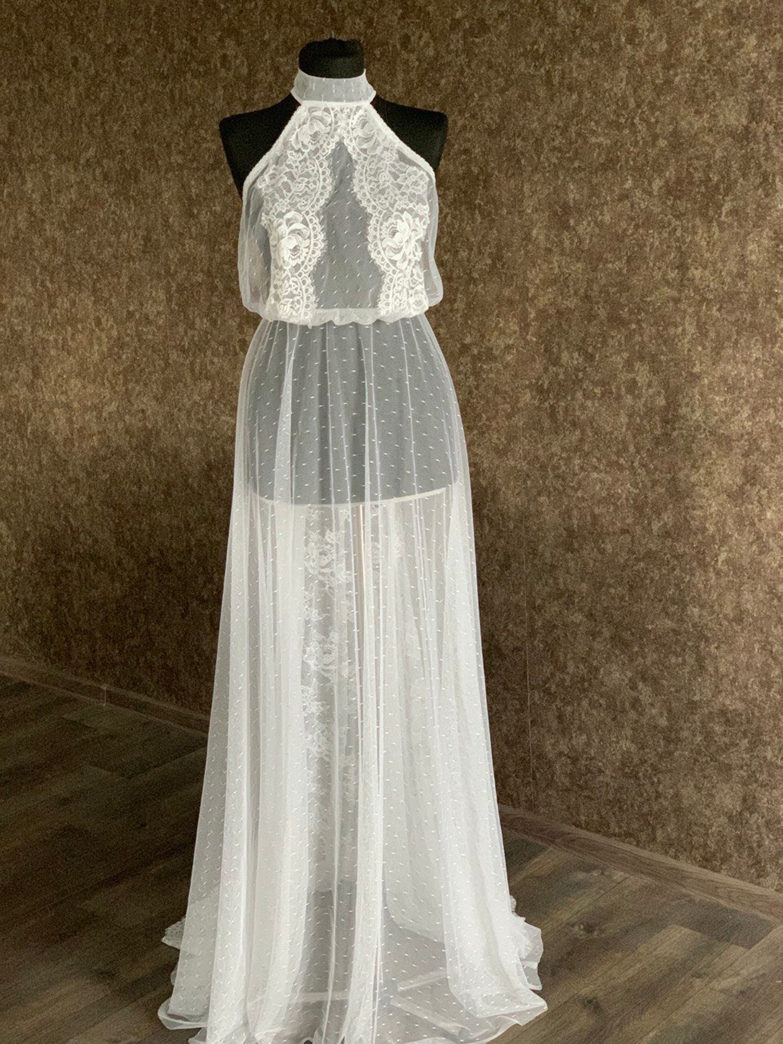 Lace Robe Chantilly Robe Boudoir Gown Lace Boudoir Dress - Etsy