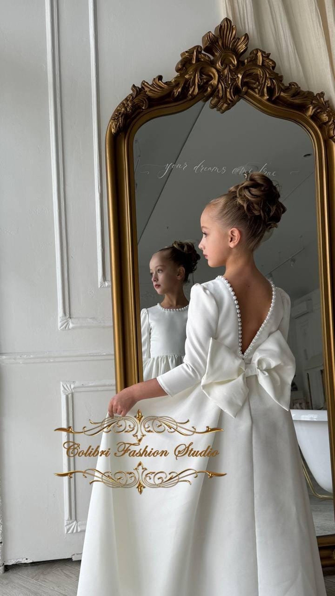 Ivory Flower Girl Dress Winter Wedding Flower Girl Dress Toddler Bridal ...