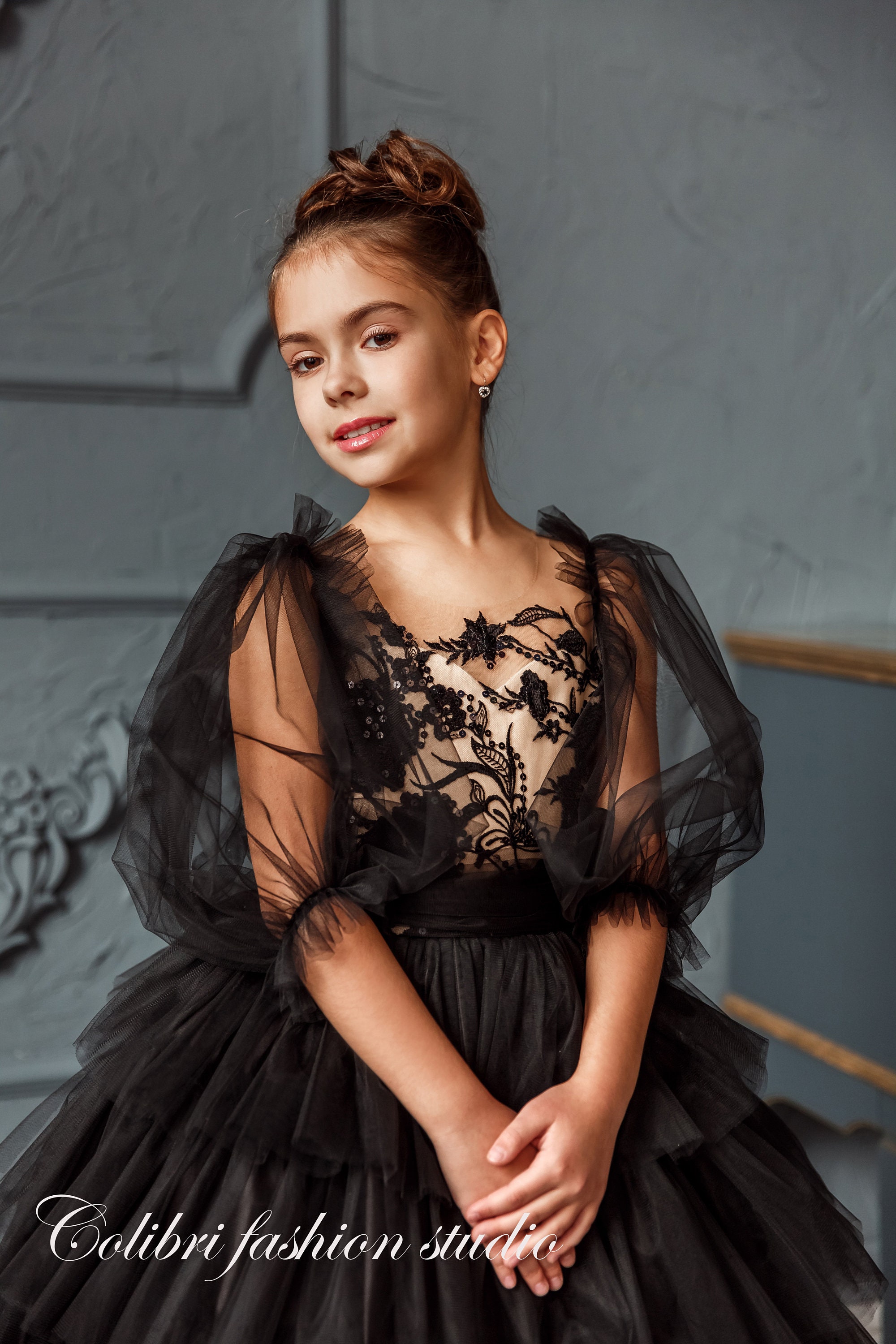 Black Flower Girl Dress Girl Dress Lace Flower Girl Dress Etsy