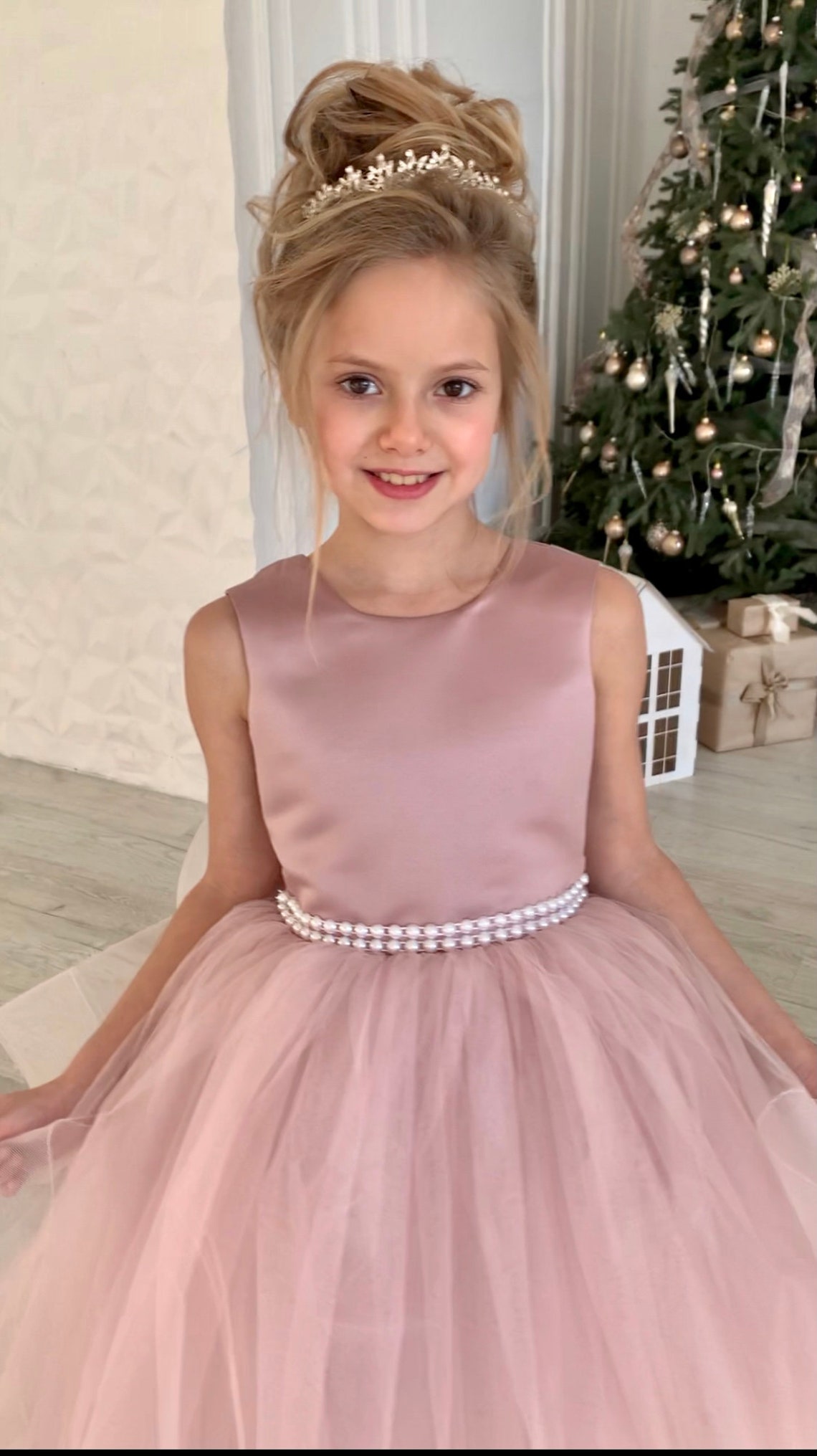 Tutu Flower Girl Dress Dusty Rose Girl Dress Blush Flower Etsy Uk