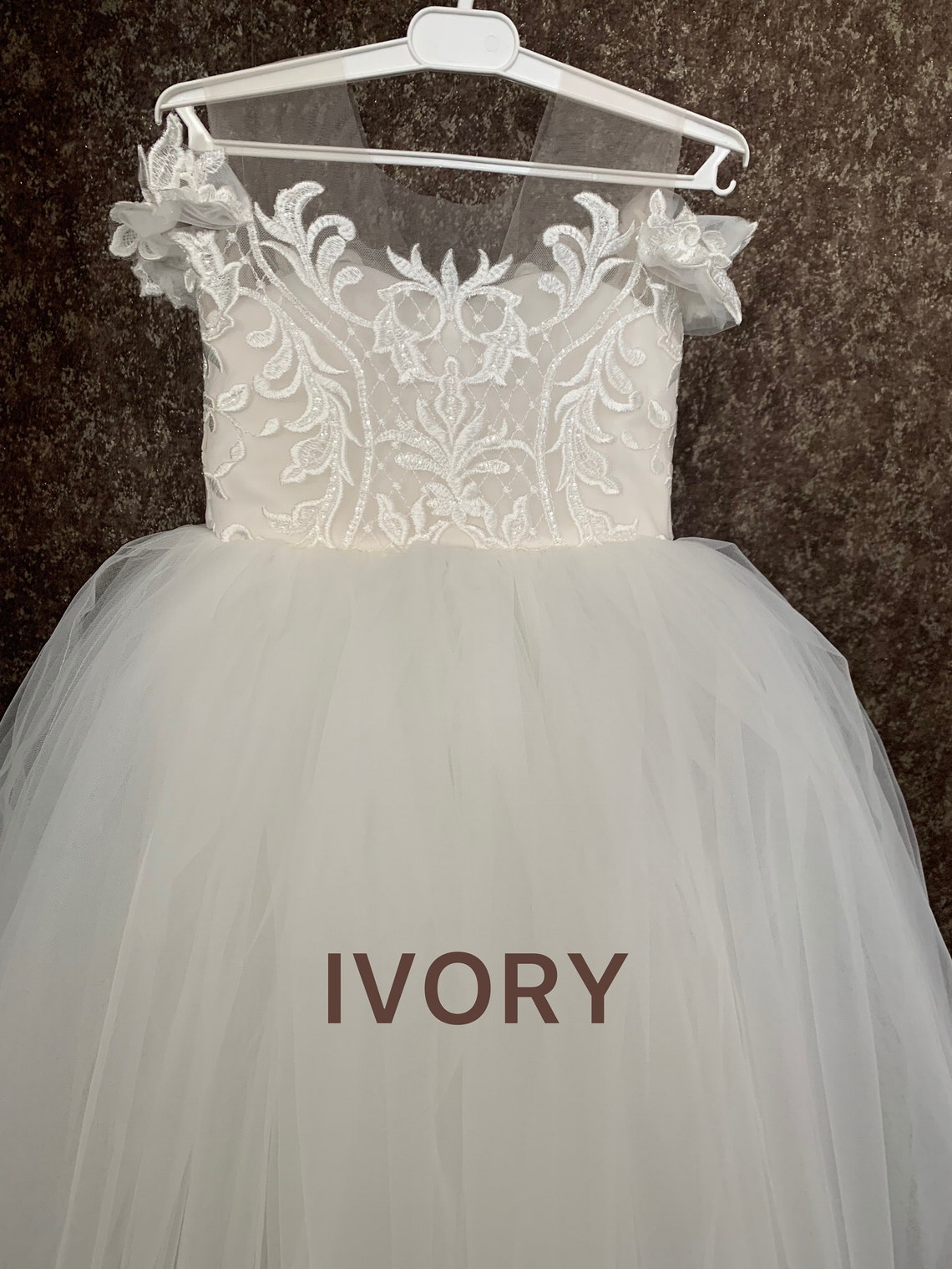 Flower Girl Dress Lace Girl Dress Tulle Nude Flower Girl Etsy