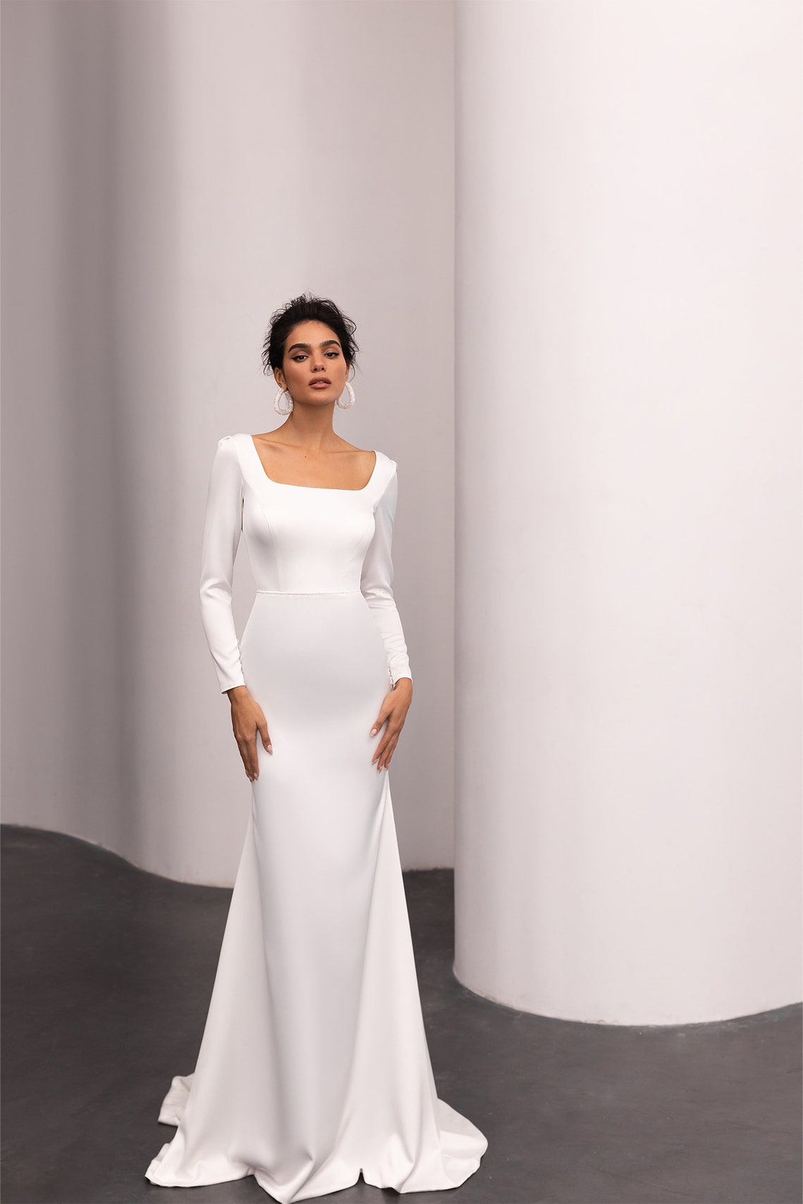 Simple Wedding Dress Satin Bridal Gown Mermaid Wedding - Etsy