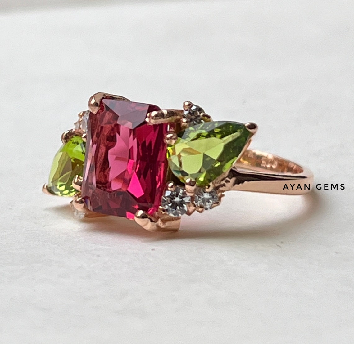 Sapphire and Peridot Ring , Gemstones Ring, Vintage Ring, Multy Stone ...