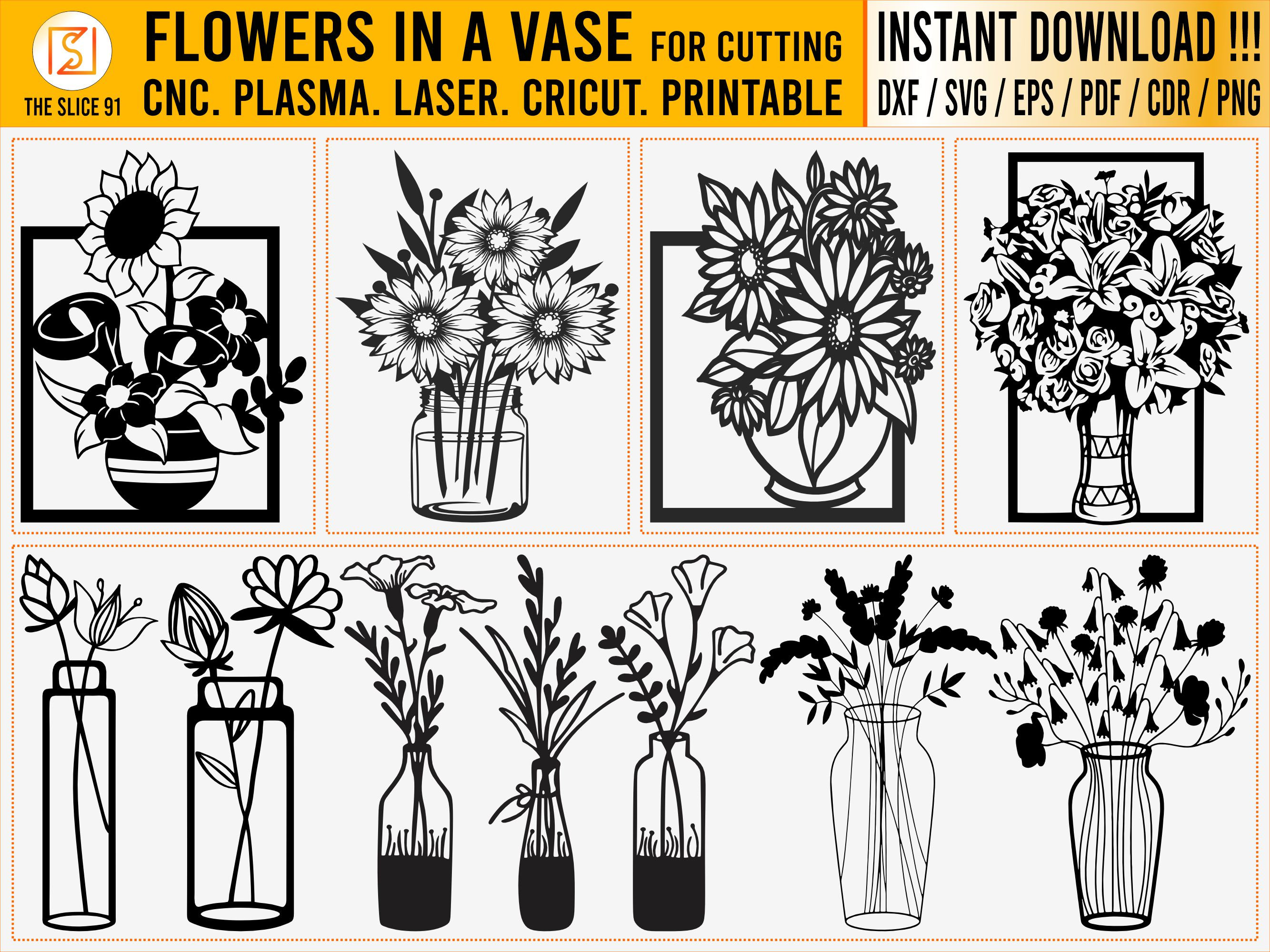 Flower in a Vase SVG Flower Bundle Flower Clipart Flower - Etsy